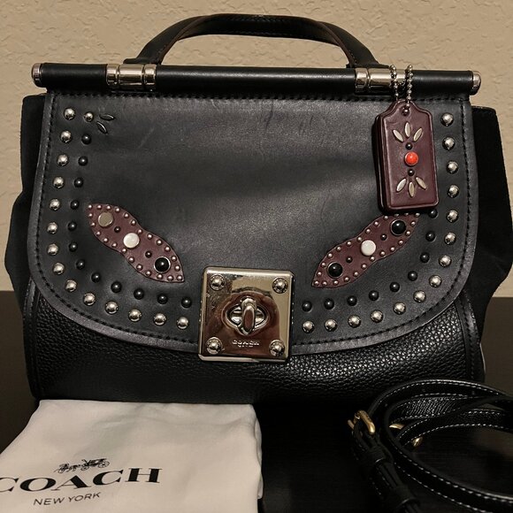 Coach | Bags | Coach Drifter Black Mixed Leather Mint And Gorgeous ...